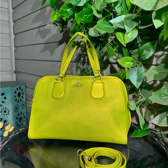 Coach | Bags | Iridescent Neon Green Leather Medium Coach Purse | Poshmark